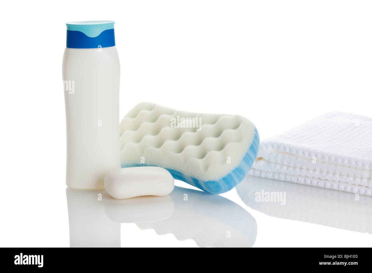 bathing utensils on white surface Stock Photo - Alamy