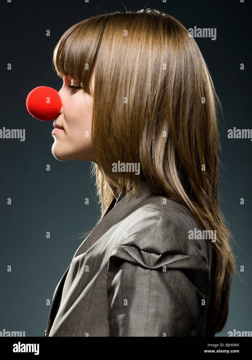 Young Woman Wearing Red Nose Stock Photos & Young Woman Wearing Red ...