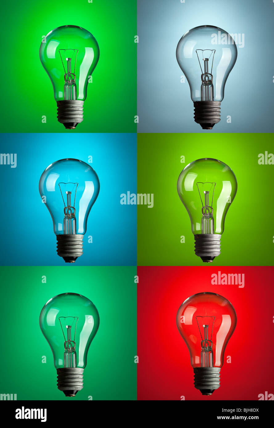 the light bulbs with various color background Stock Photo - Alamy