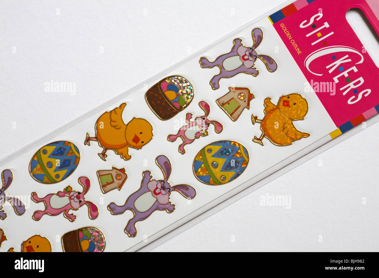 Easter stickers golden outline set on white background Stock Photo - Alamy