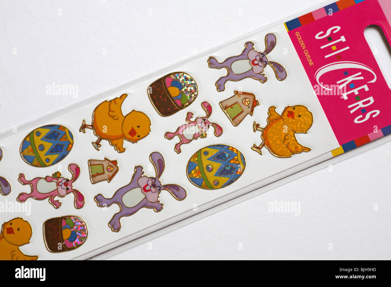 Easter stickers golden outline set on white background Stock Photo - Alamy