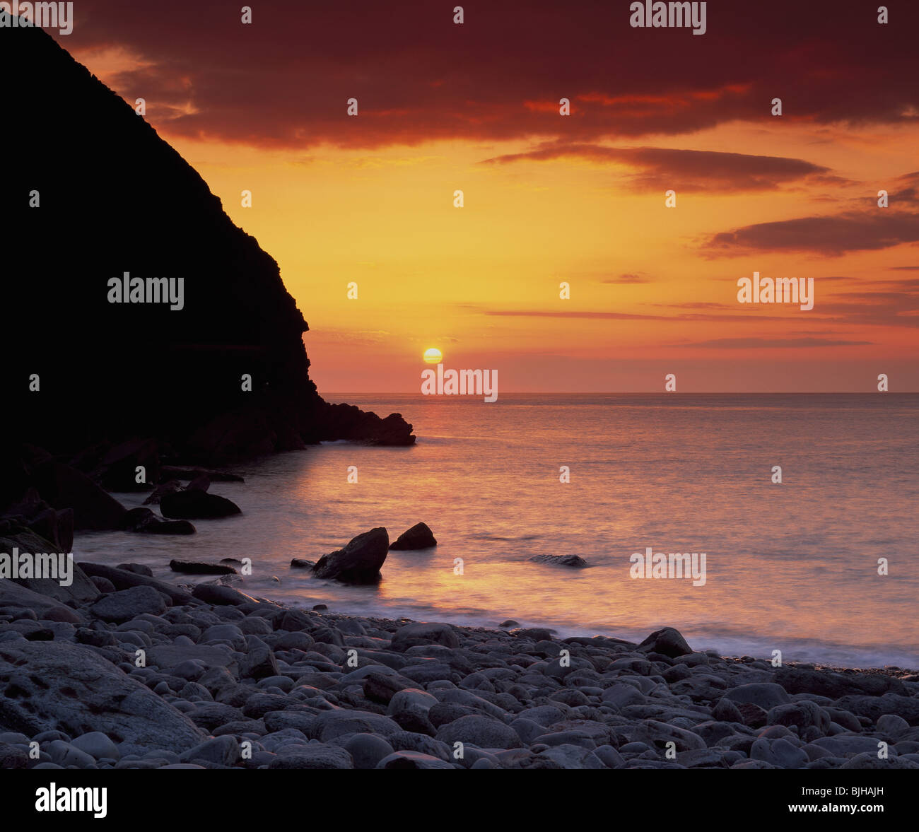 Sunset at Heddon's Mouth, North Devon, U.K Stock Photo - Alamy