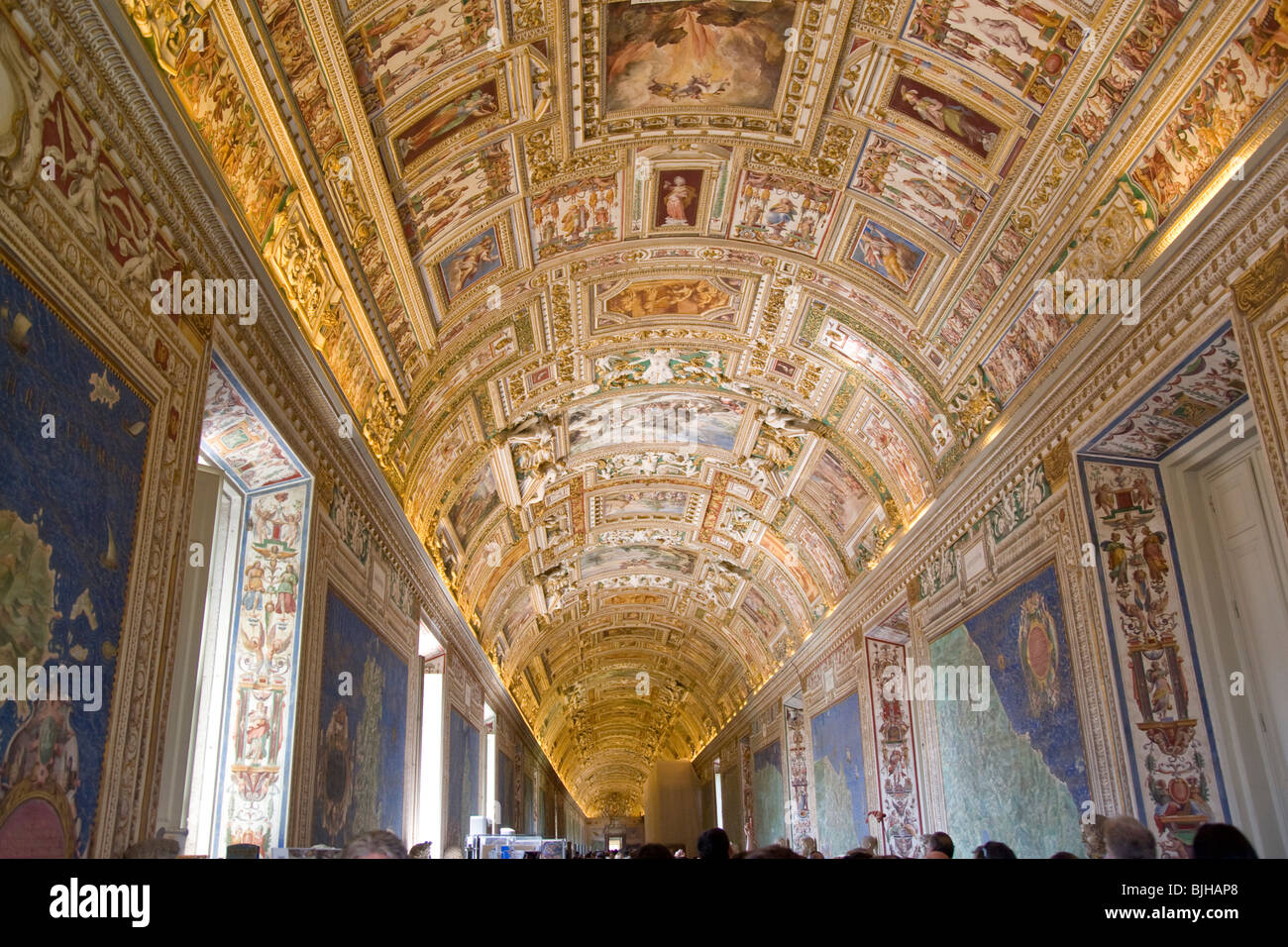 Italy, Rome, Interior of The Vatican Museum Ceiling of the Hall of Maps ...