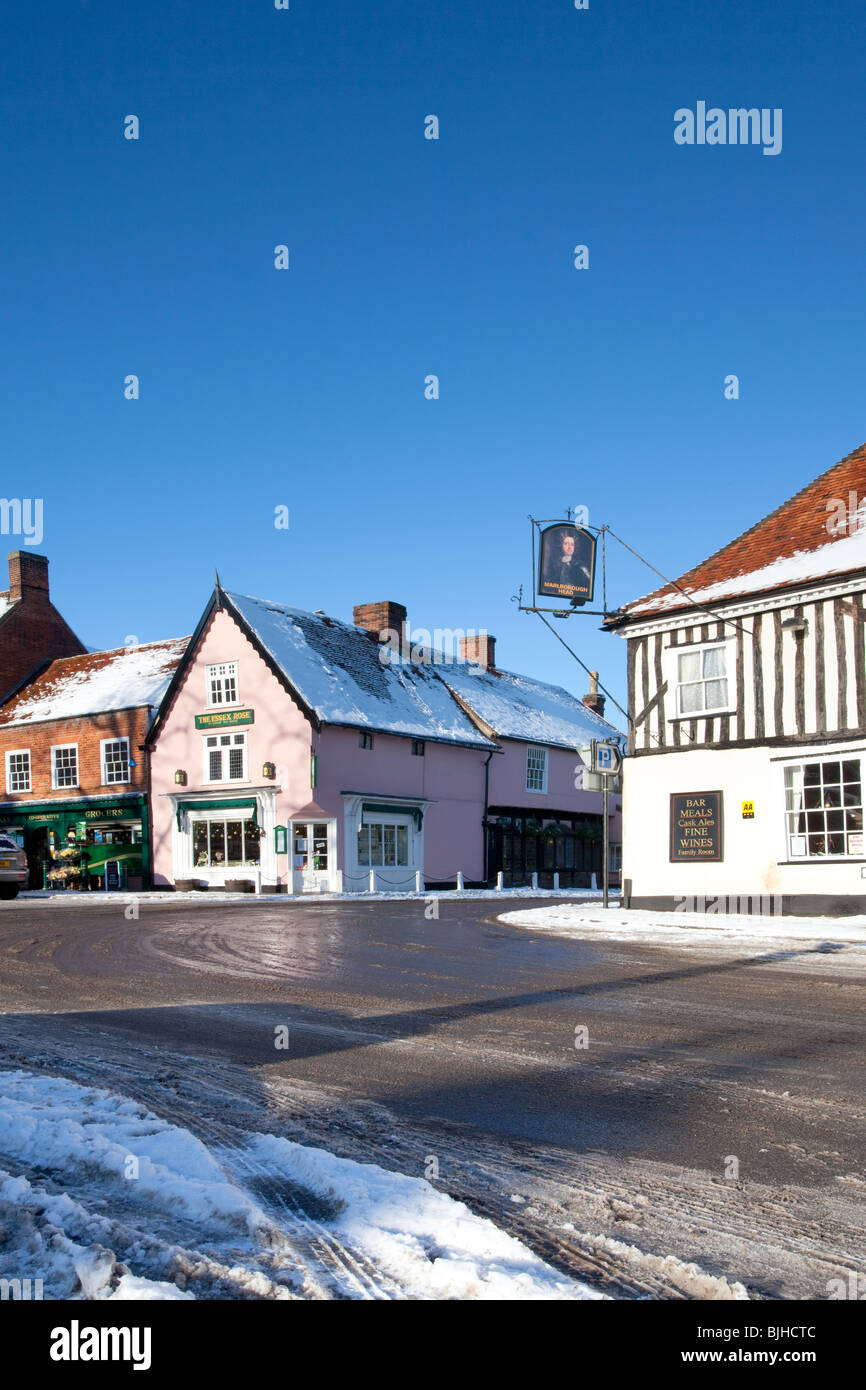 Dedham high street following winter snowfall in Essex Stock Photo - Alamy