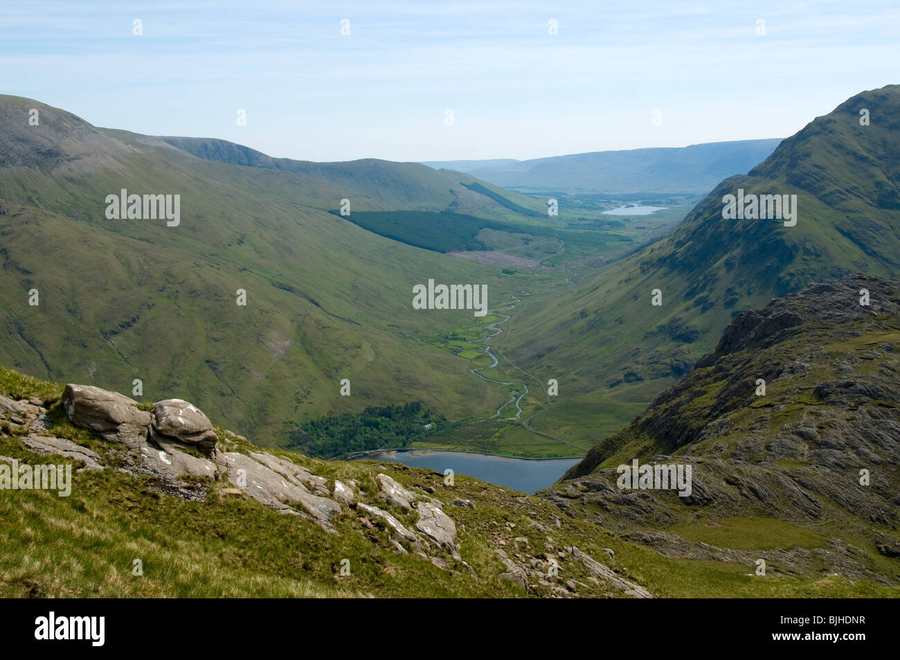 Doo Lough and the Glenummera river valley from the Ben Lugmore east ...