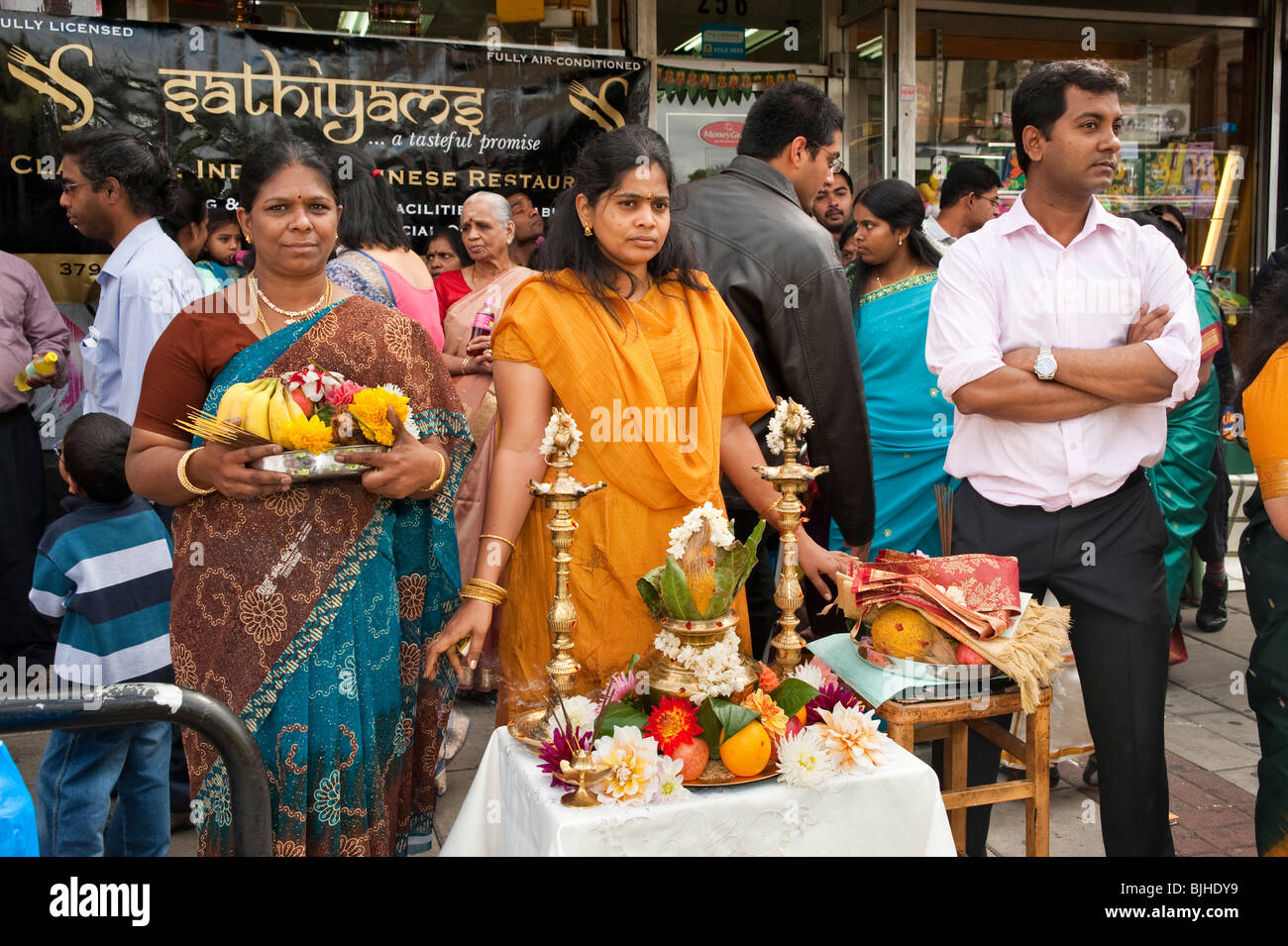 South Indian Hindus in East London take part in a traditional 'Ther ...