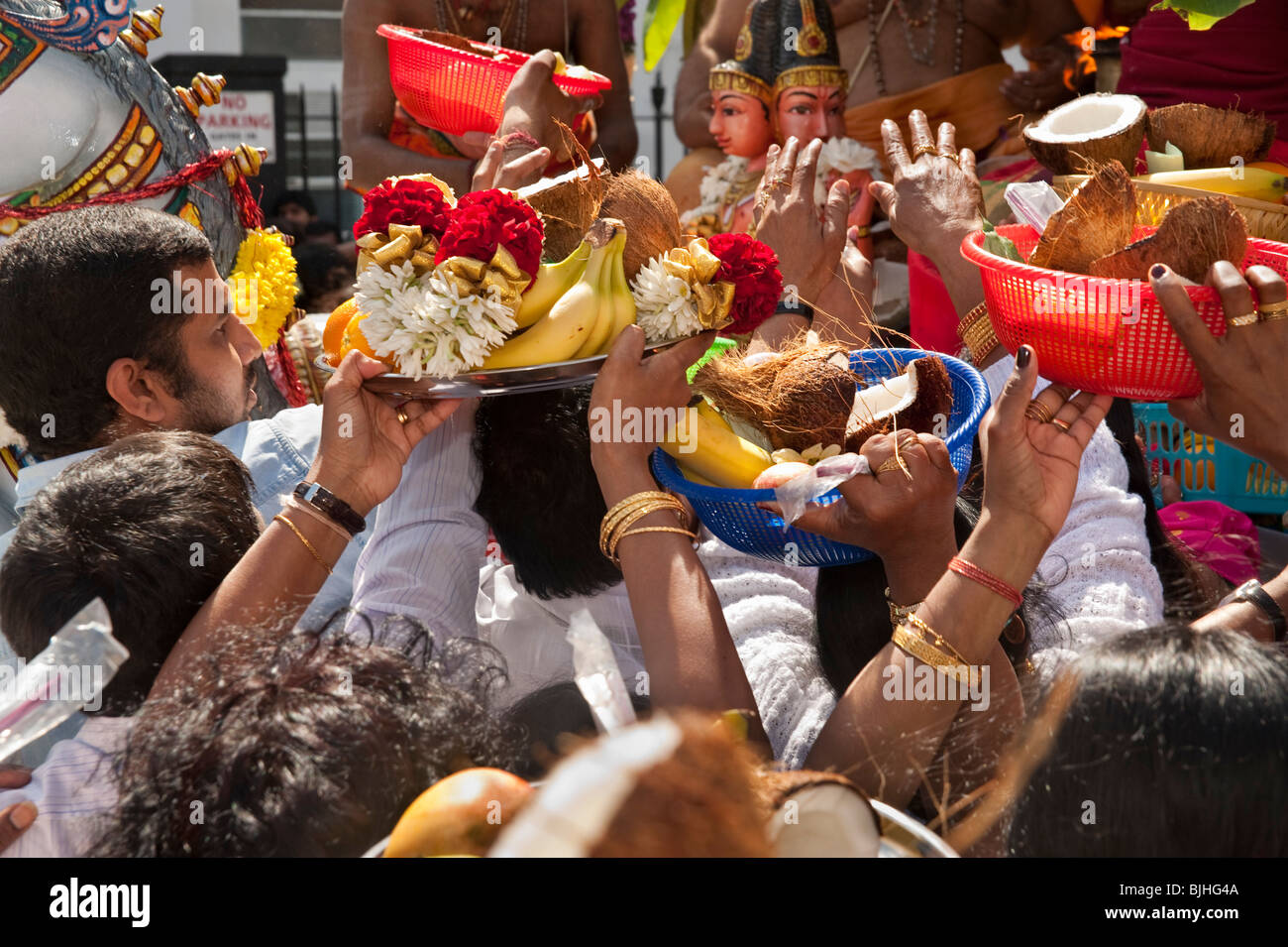 South Indian Hindus in East London take part in a traditional 'Ther ...