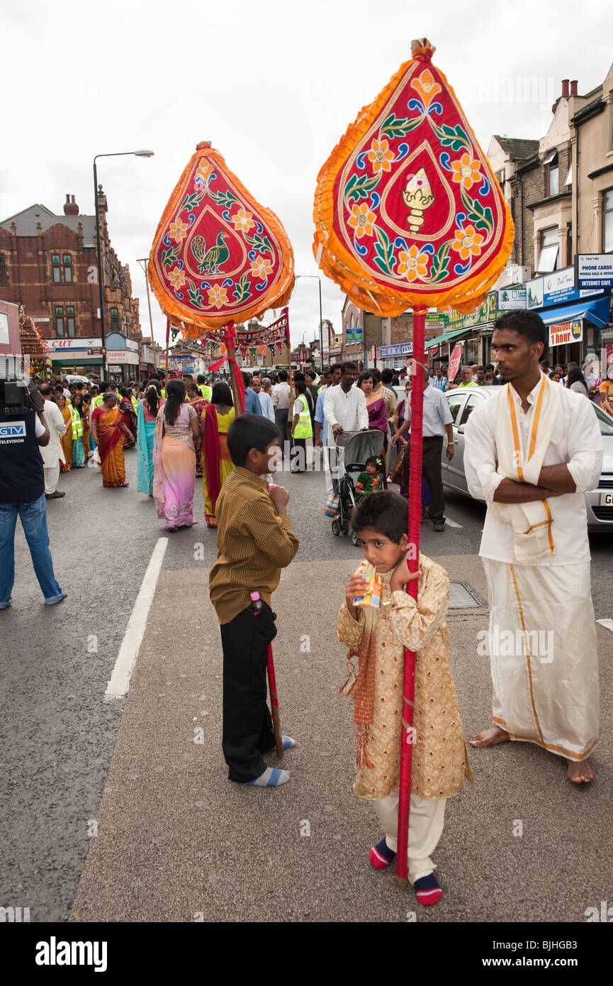 South Indian Hindus in East London take part in a traditional 'Ther ...