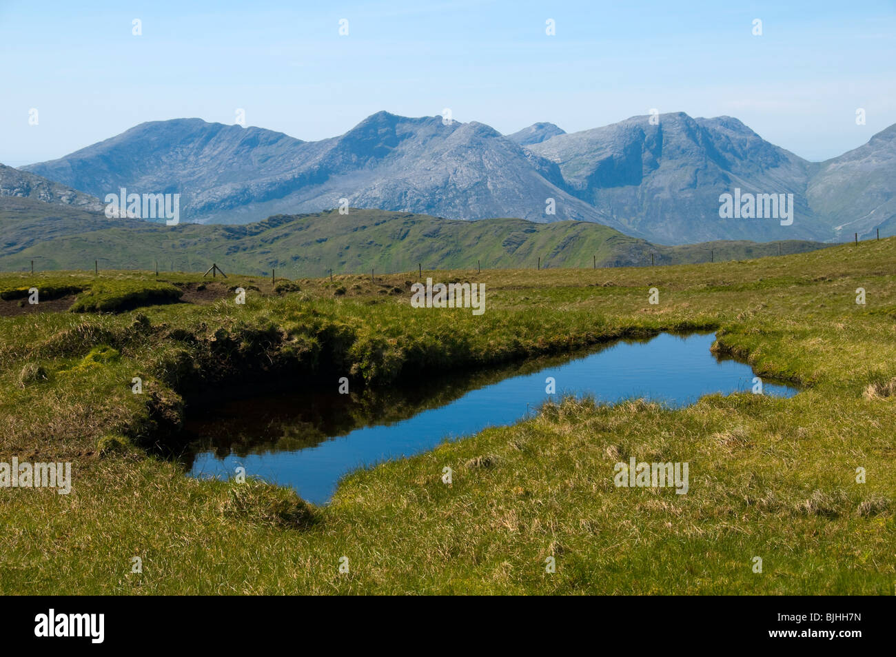 On the ridge of Leenaun Hill, near Leenane, County Galway, Ireland. The ...