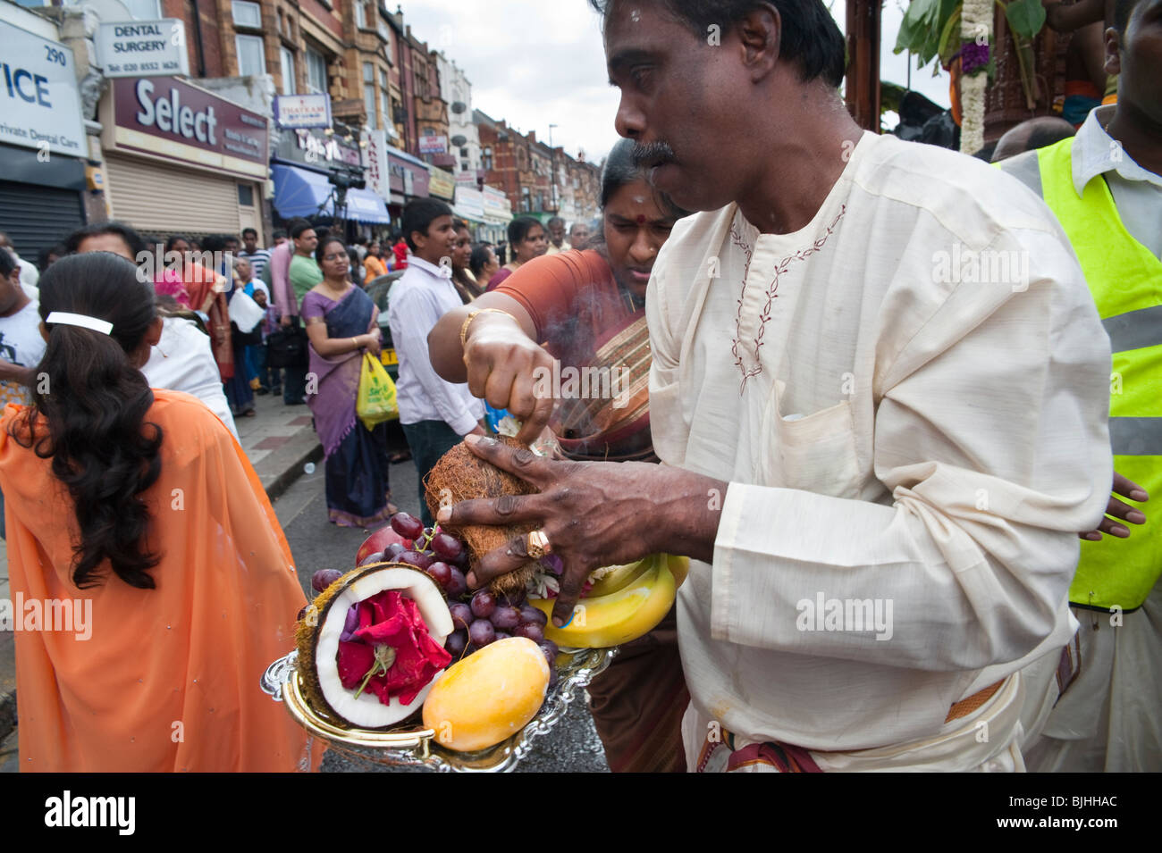 South Indian Hindus in East London take part in a traditional 'Ther ...