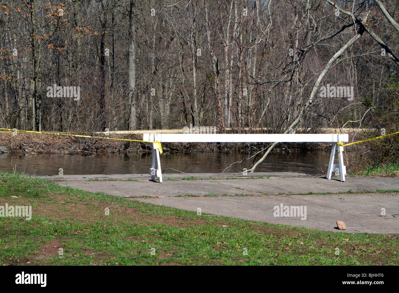 Caution bridge out Stock Photo - Alamy