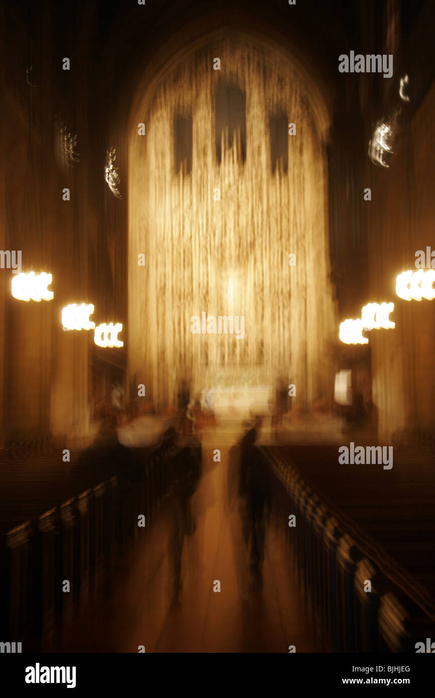 Blurred spooky image of church interior Stock Photo - Alamy
