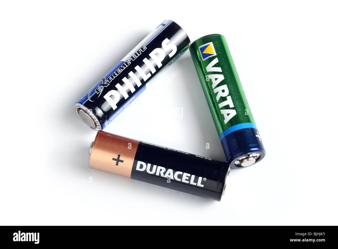 Set of three different AA batteries Stock Photo - Alamy