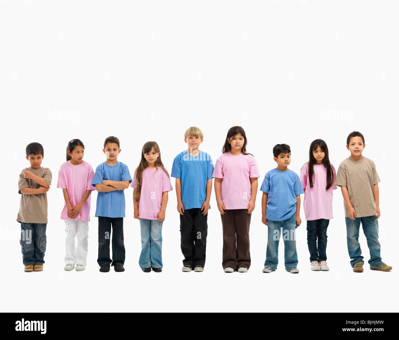 Kids standing line white background hi-res stock photography and images ...