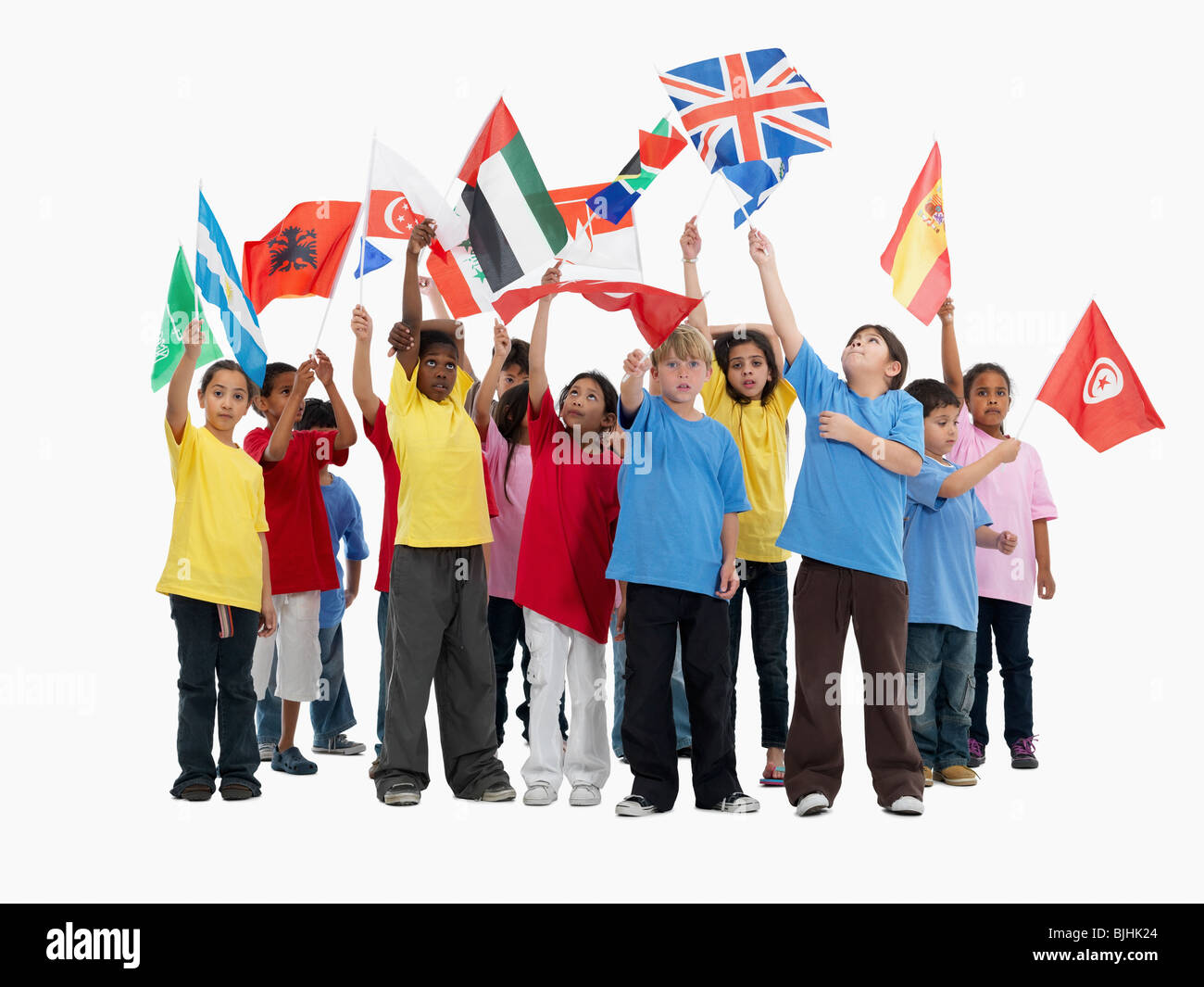 Children waving flags Stock Photo - Alamy