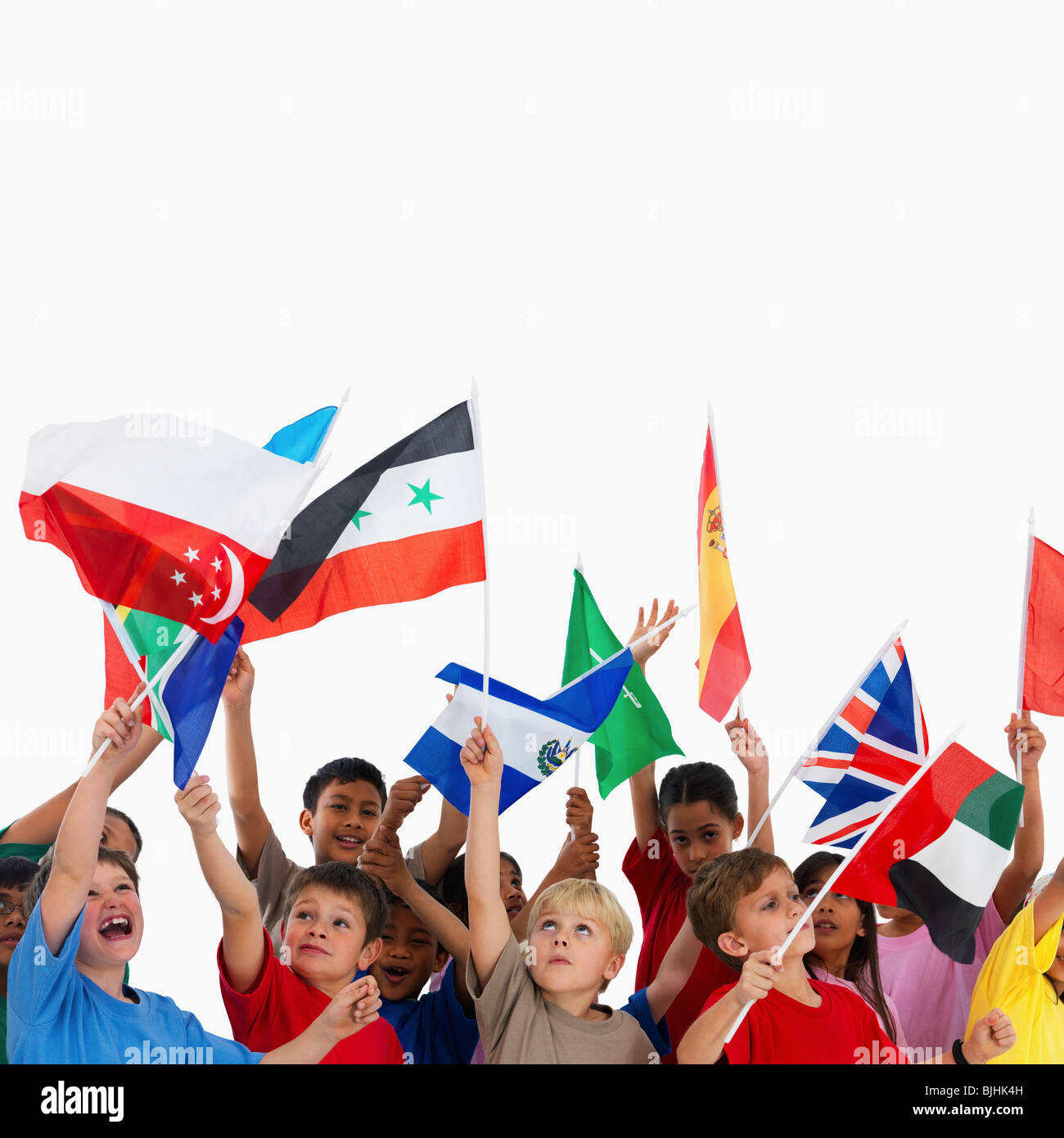 Children waving flags Stock Photo - Alamy