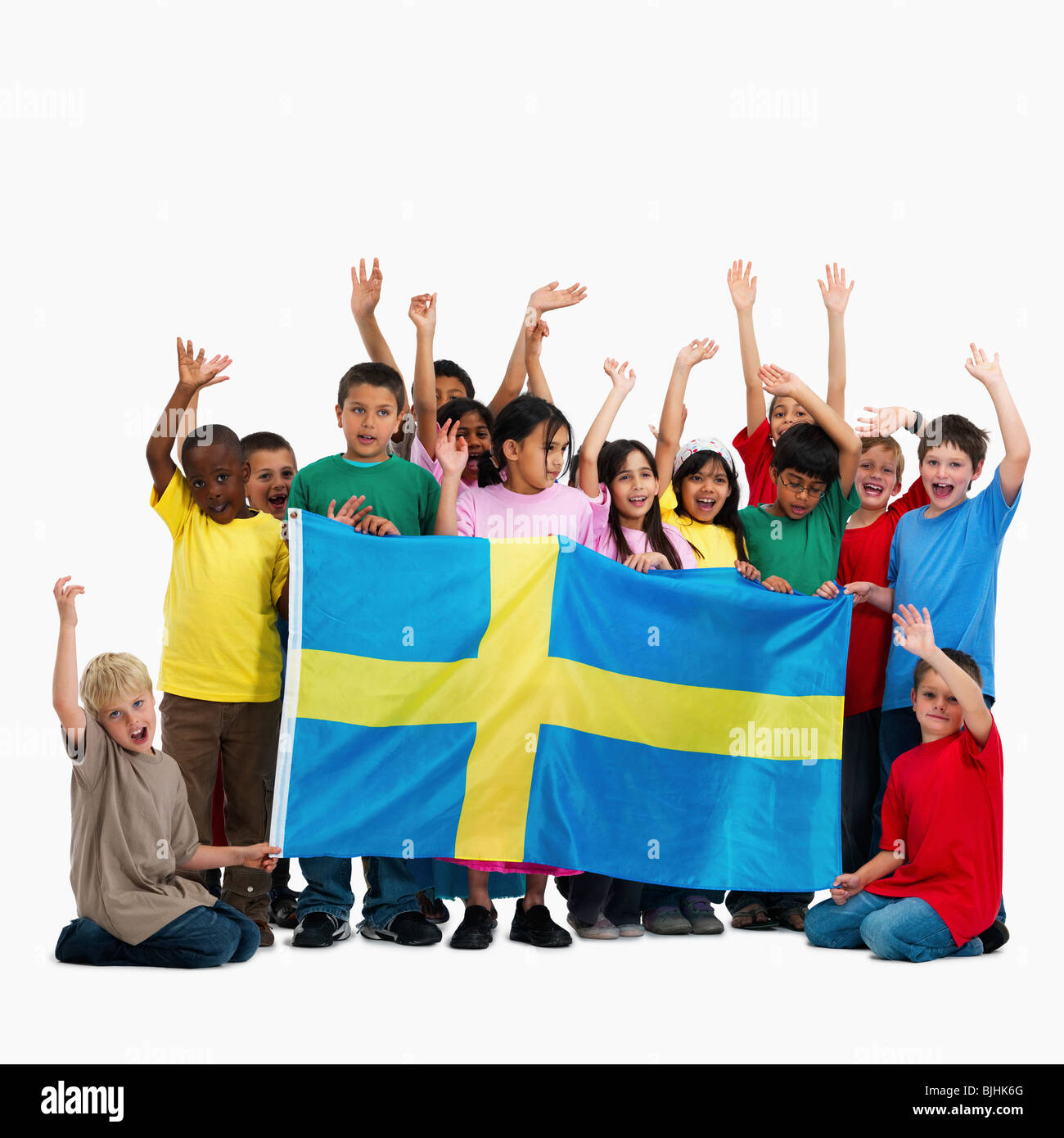 Children holding flag Stock Photo - Alamy