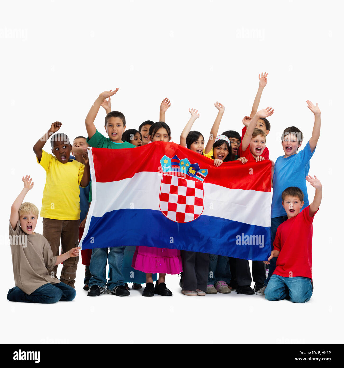 Children holding flag Stock Photo - Alamy