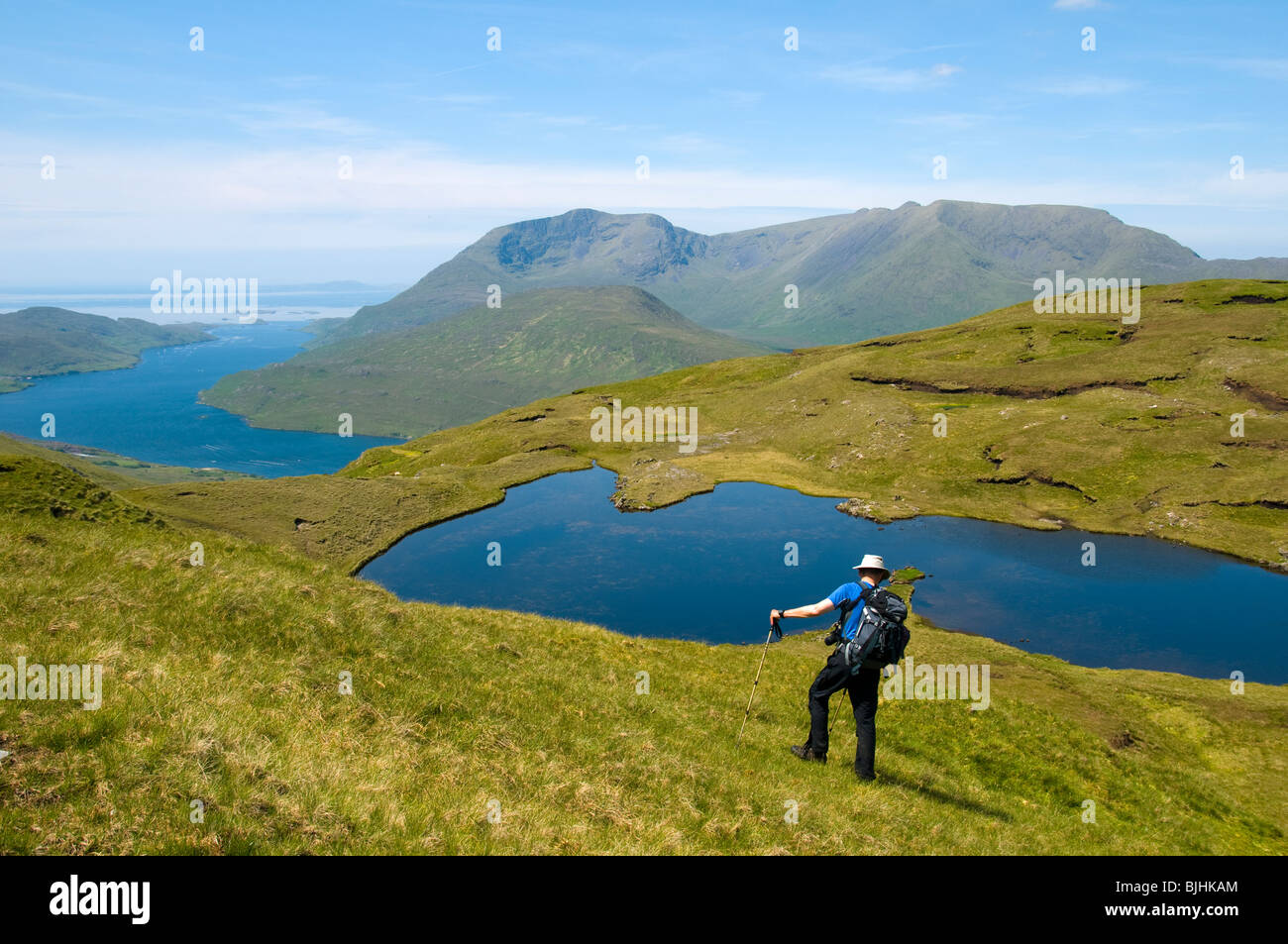 Mweelrea over Killary Harbour, from Leenaun Hill, near Leenane, County ...