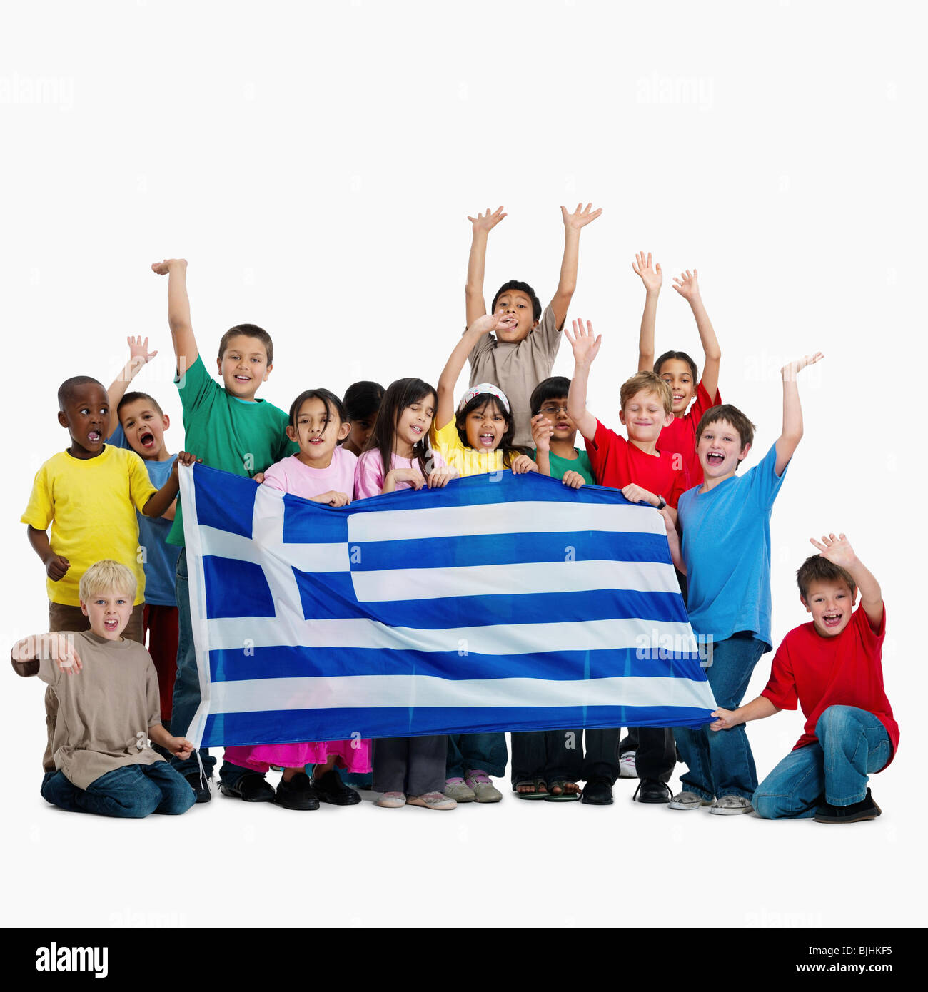 Children holding flag Stock Photo - Alamy