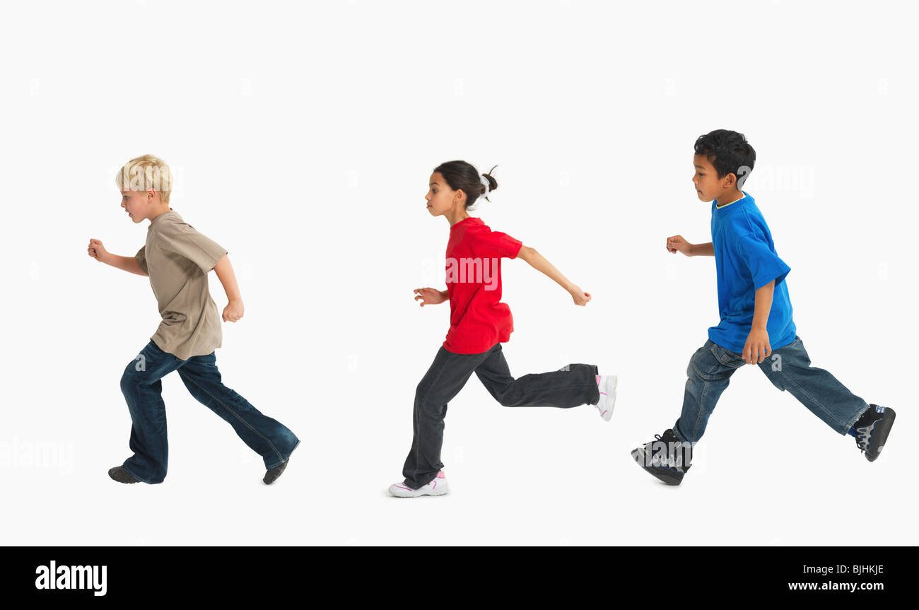 Kids running race Cut Out Stock Images & Pictures - Alamy