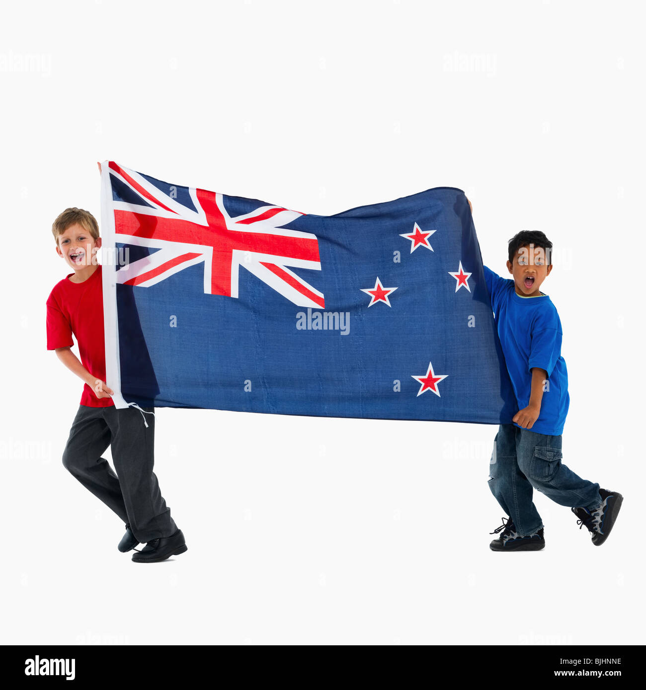 Children carrying flag Stock Photo - Alamy