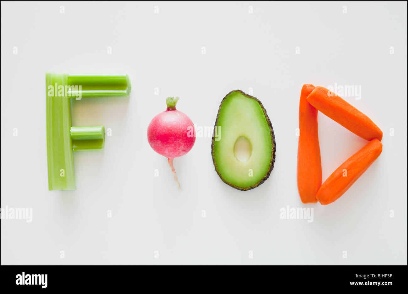Vegetables spelling the word food Stock Photo - Alamy