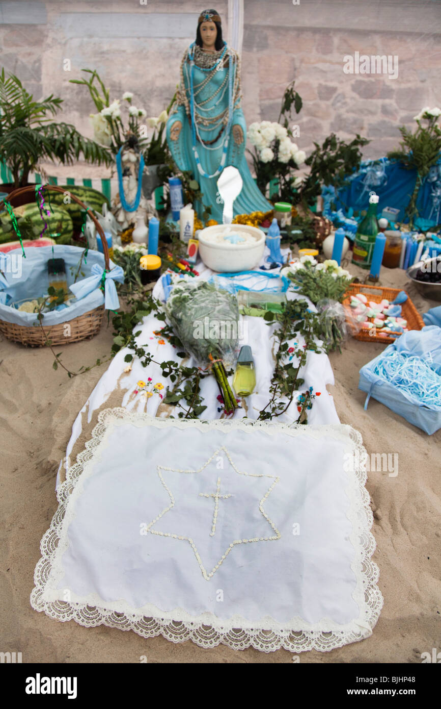 Ritual offering on the "Day of Yemanja", goddess of water, in ...