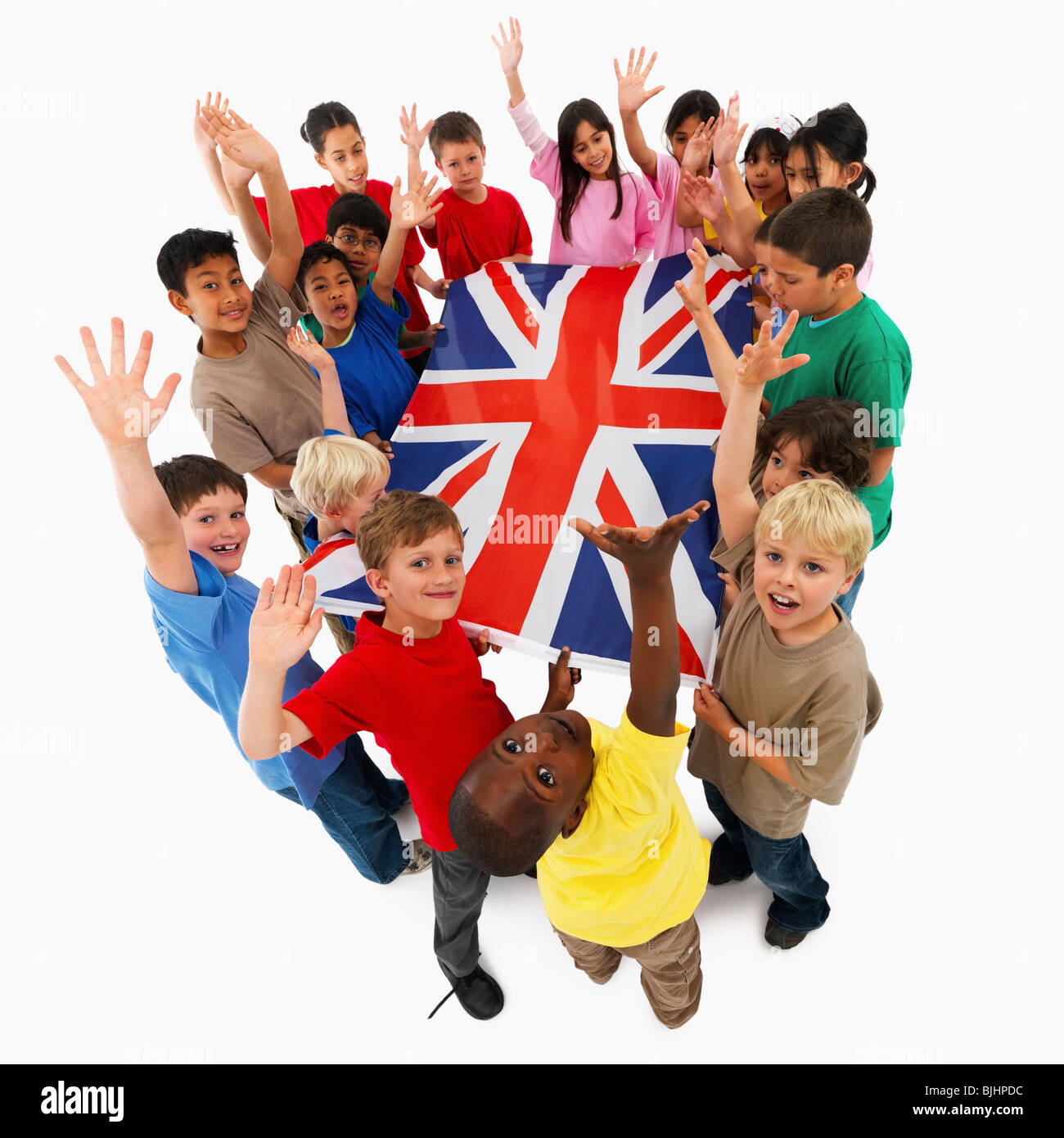 Children holding flag Stock Photo - Alamy