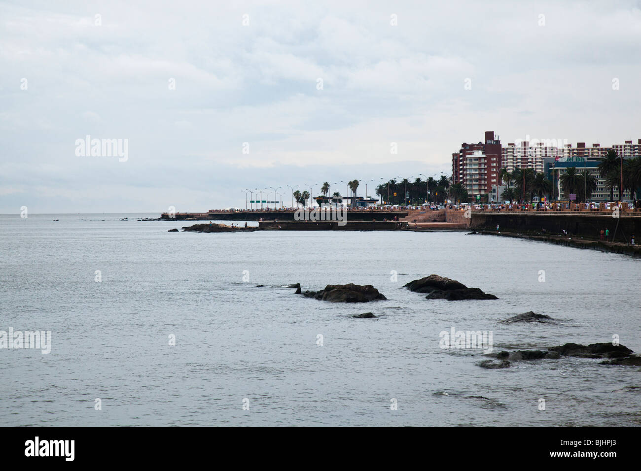 Coastline in Montevideo, Uruguay as seen from the beach rambla Stock ...
