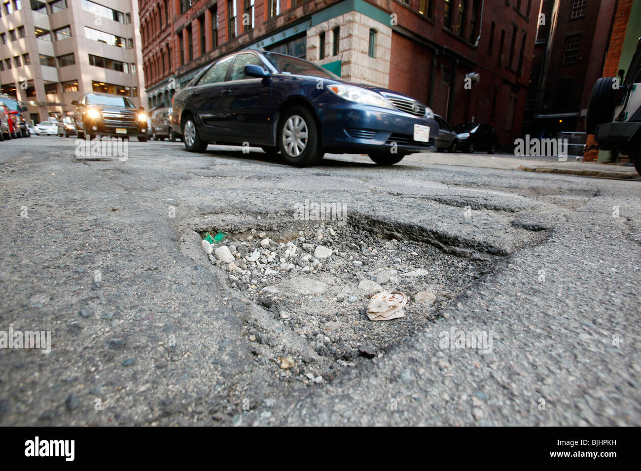 pothole, downtown Boston, Massachusetts Stock Photo - Alamy