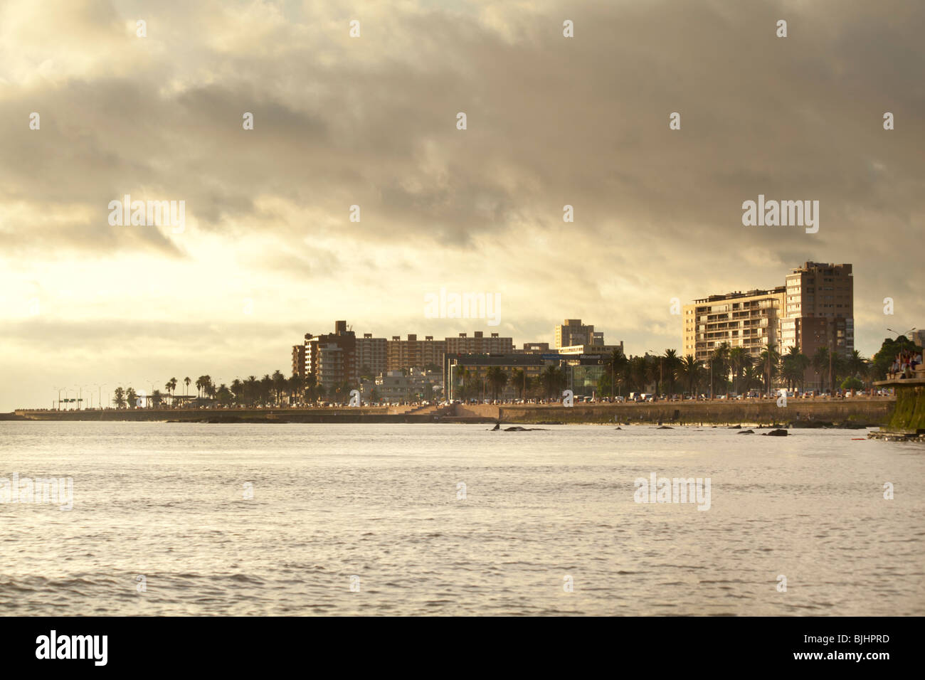 Coastline in Montevideo, Uruguay as seen from the beach rambla Stock ...