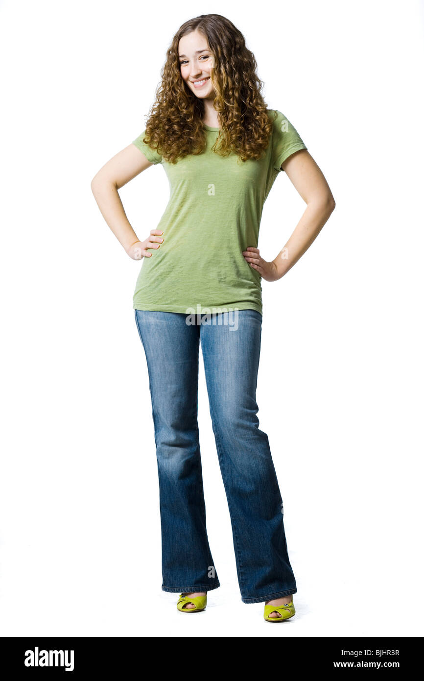 Front view woman standing Cut Out Stock Images & Pictures - Alamy
