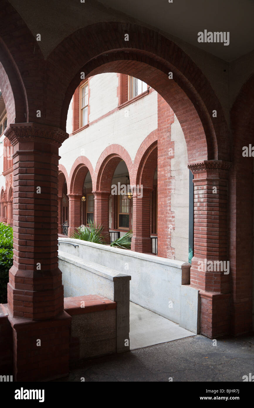 Portico around courtyard at Flagler College, an historic liberal arts ...