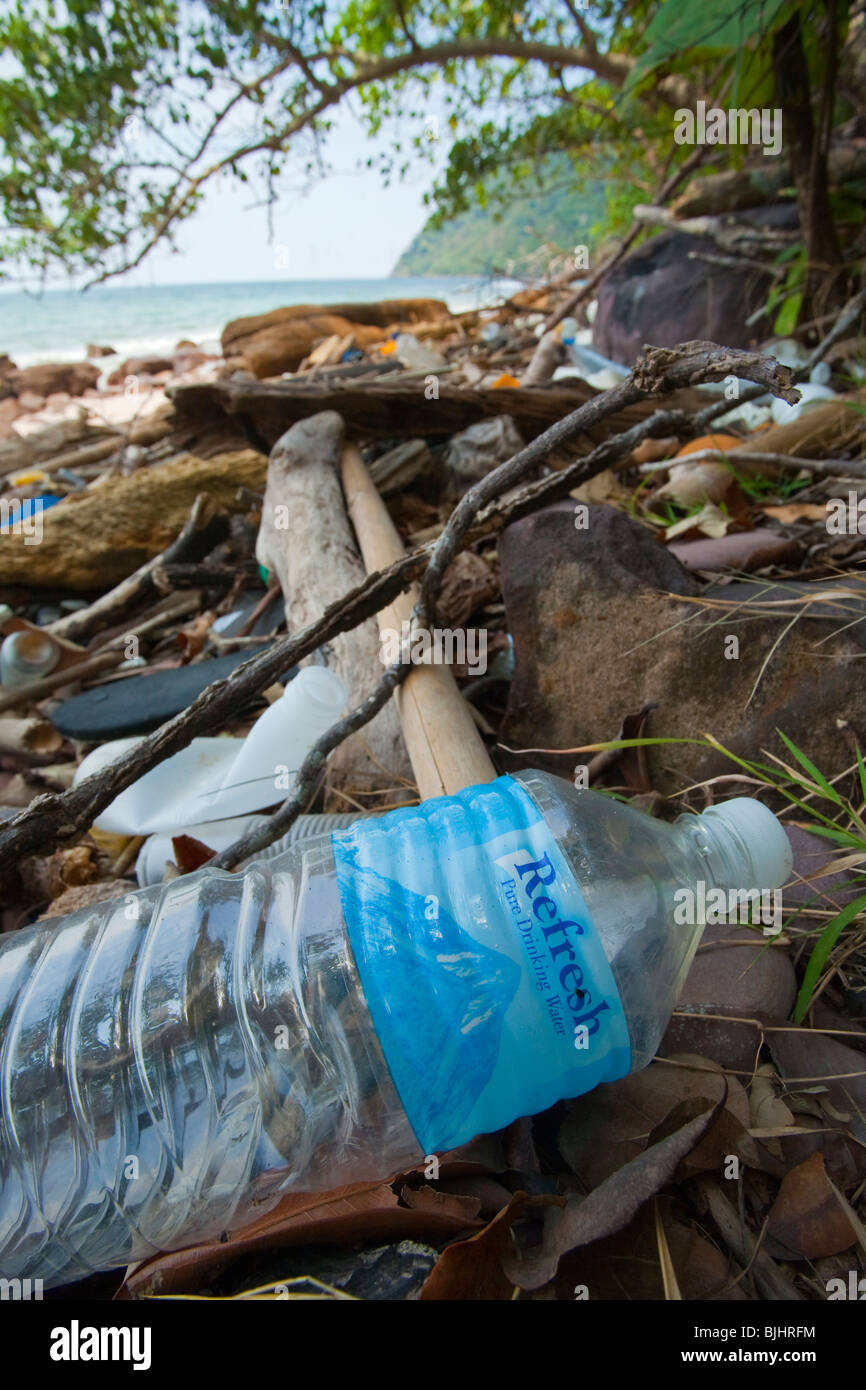 RUBBISH on beach, some of it from the 2004 tsunami, Ko Tarutao National ...