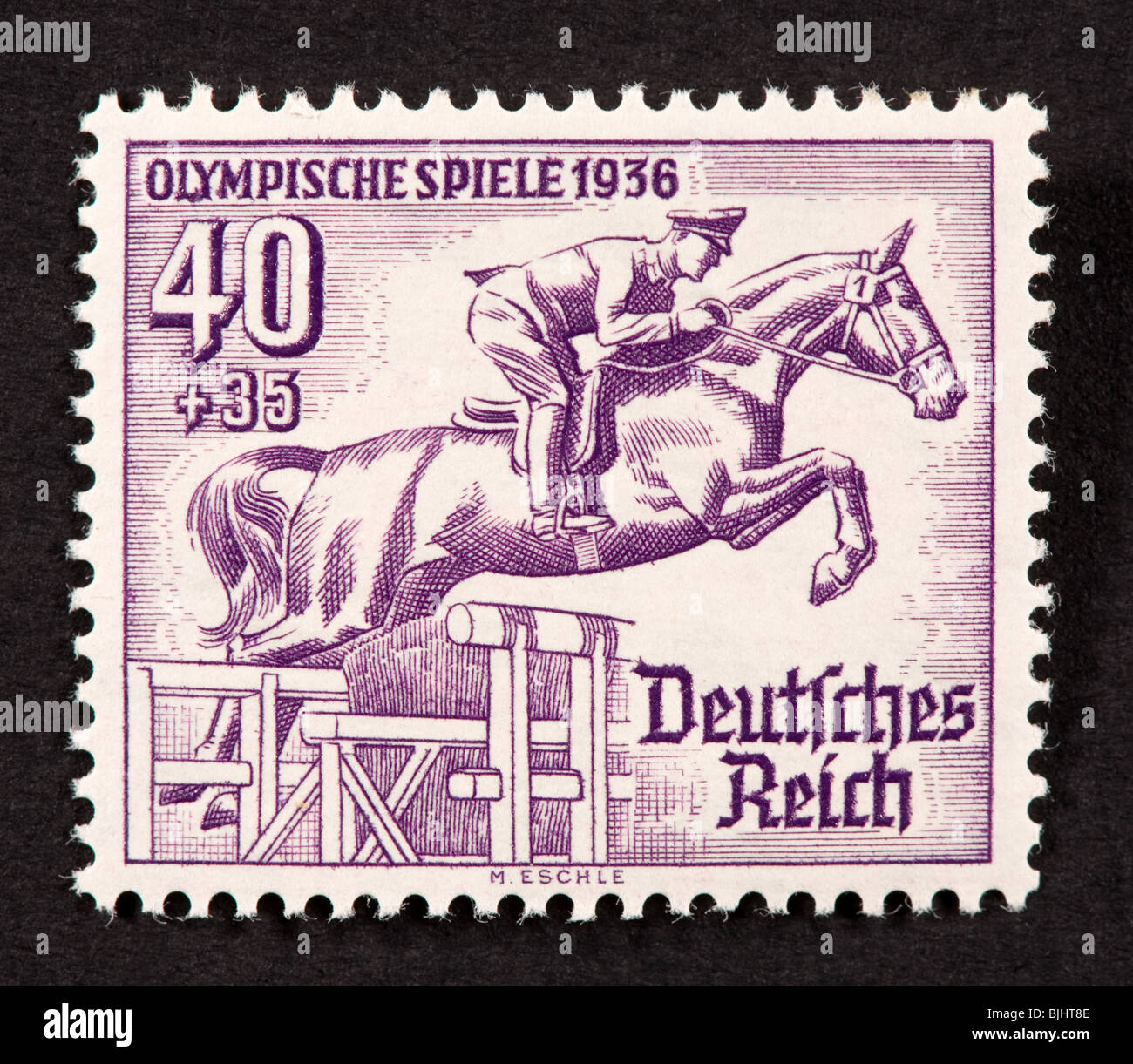 Postage stamp from Germany depicting equestrian events Stock Photo - Alamy