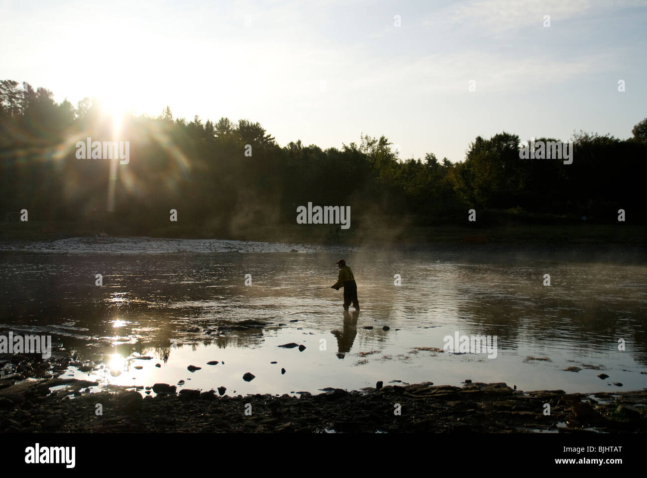 Dan Armitage fly fishing for Atlantic salmon on the Miramichi River ...