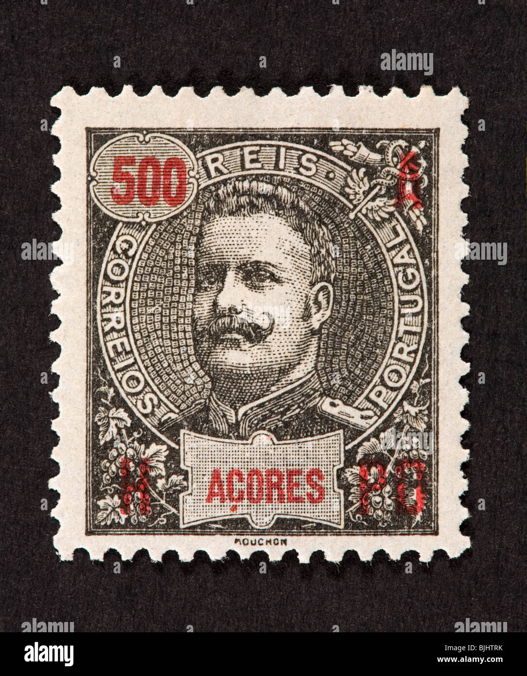 Postage stamp from the Azores depicting King Carlos of Portugal Stock ...