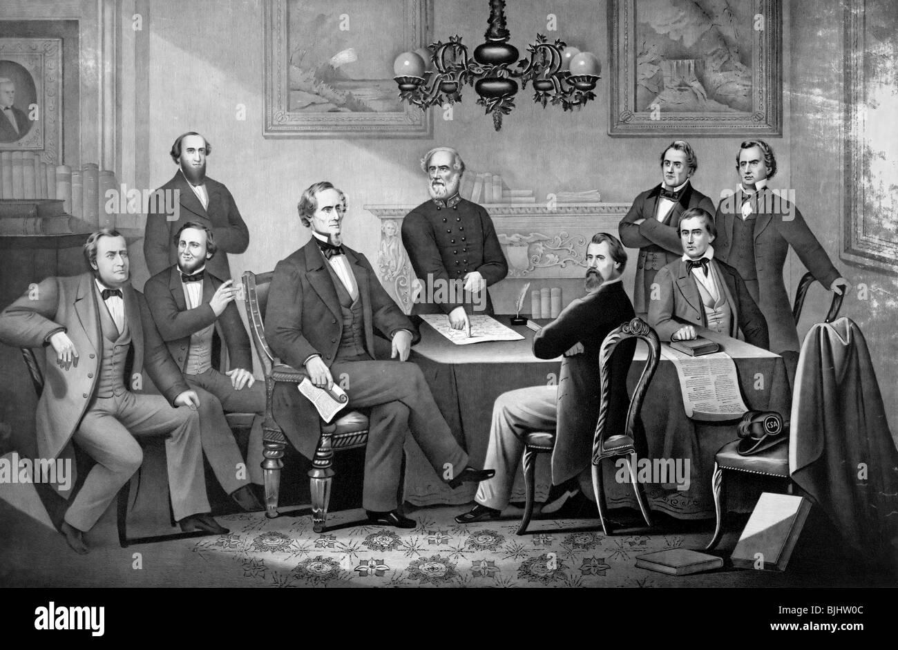 President jefferson davis cabinet confederate Black and White Stock ... President jefferson davis cabinet confederate Black and White Stock ...
