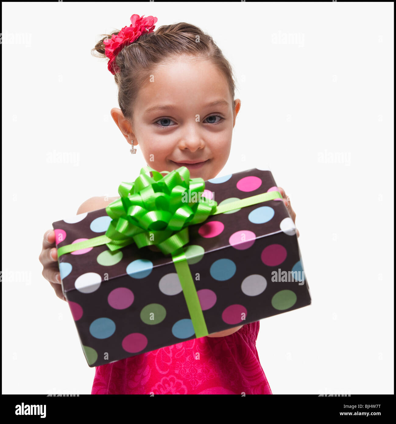 Girl with gift Stock Photo - Alamy