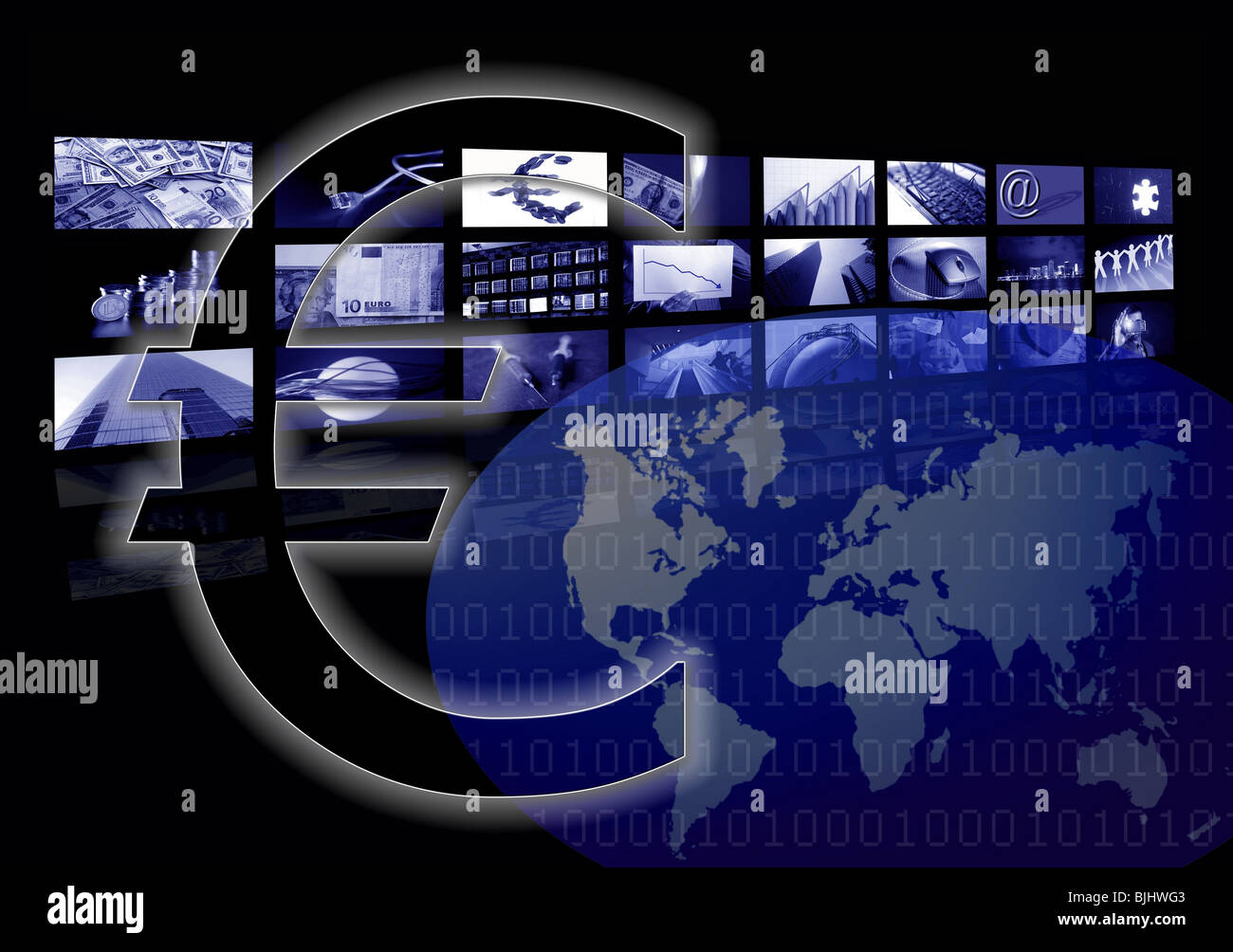 Business corporate, world map, multiple screen, Euro metaphor Stock ...