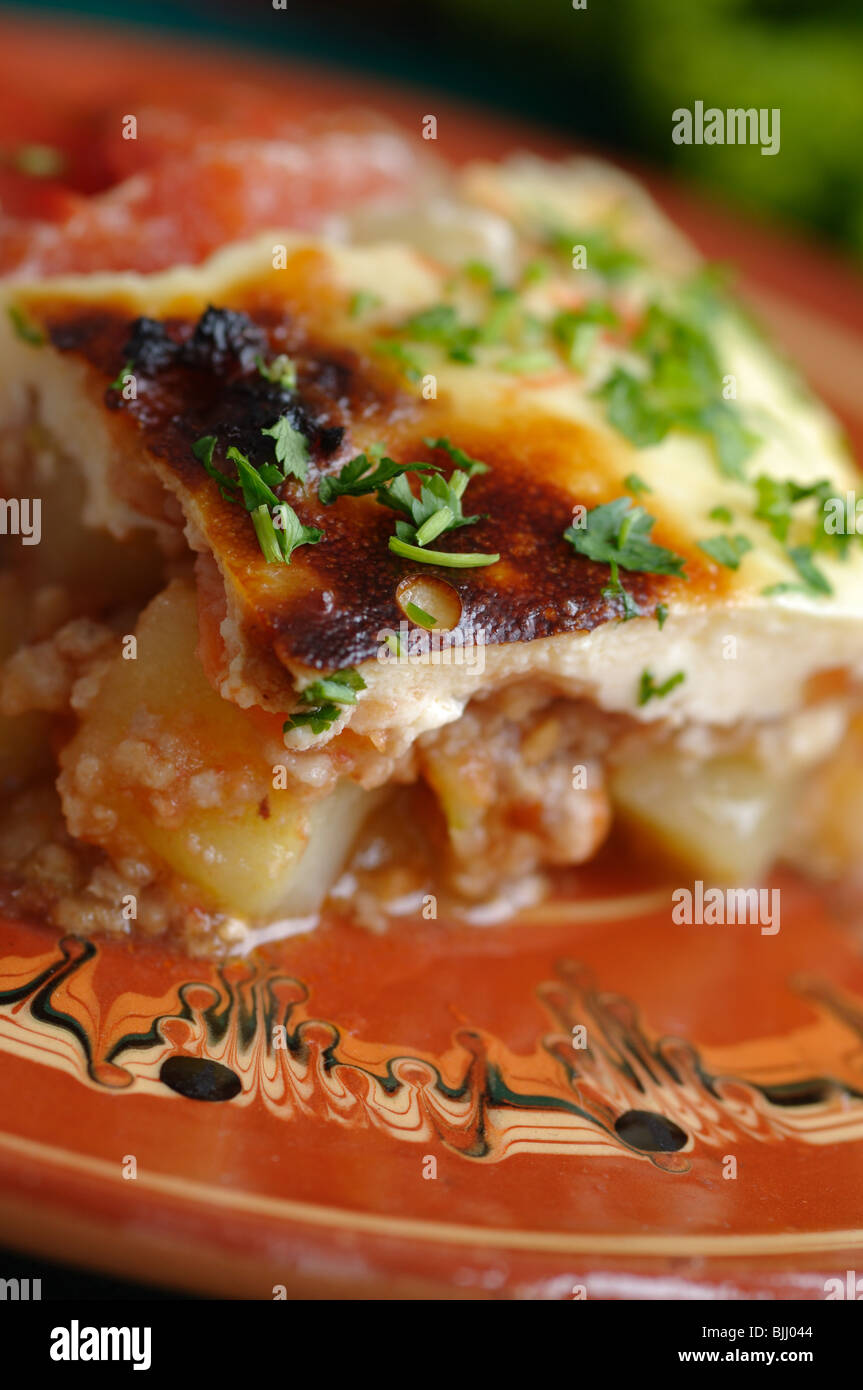 Traditional bulgarian musaka - baked vegetables under white bechamel ...