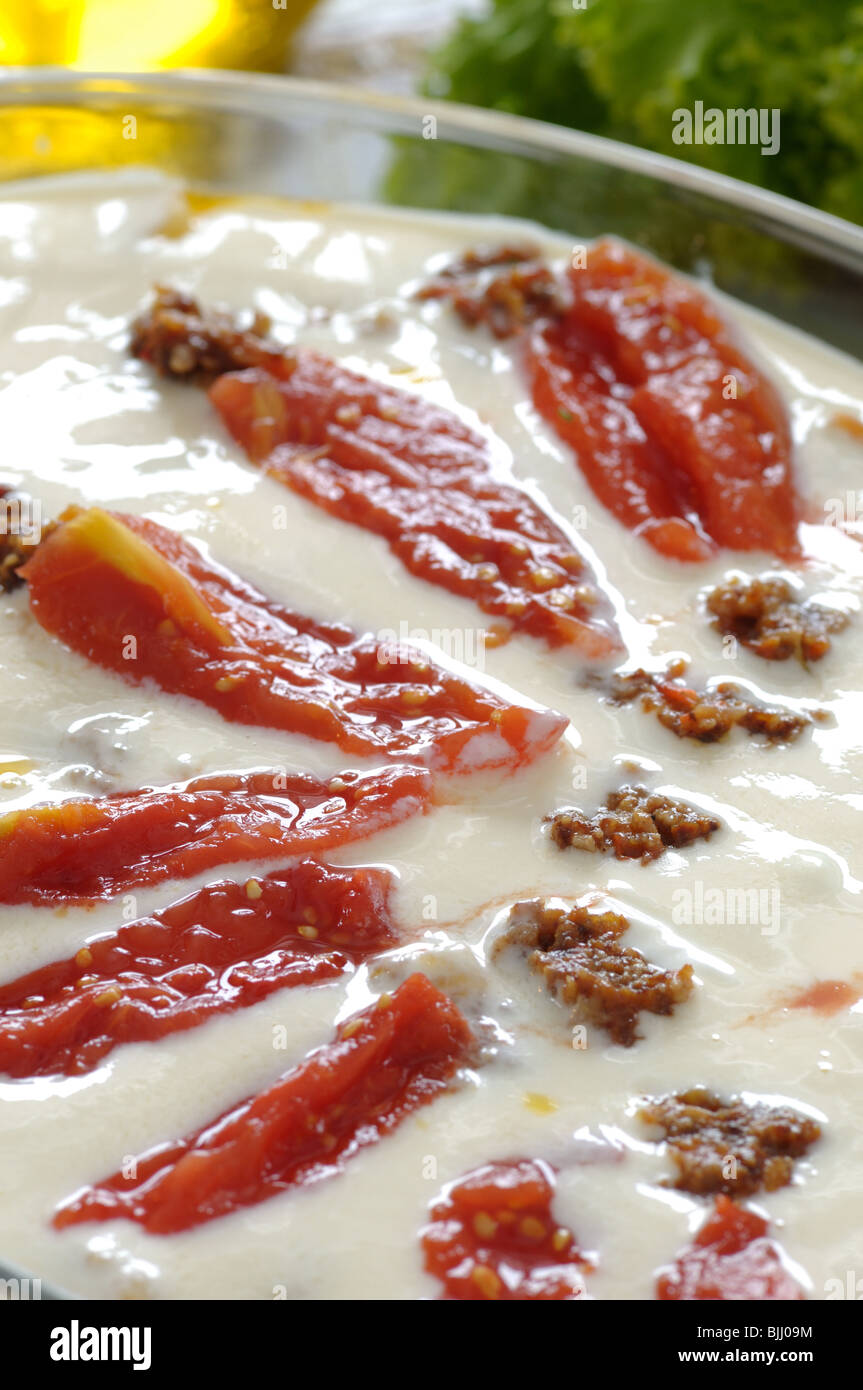 Traditional bulgarian musaka before baking Stock Photo - Alamy