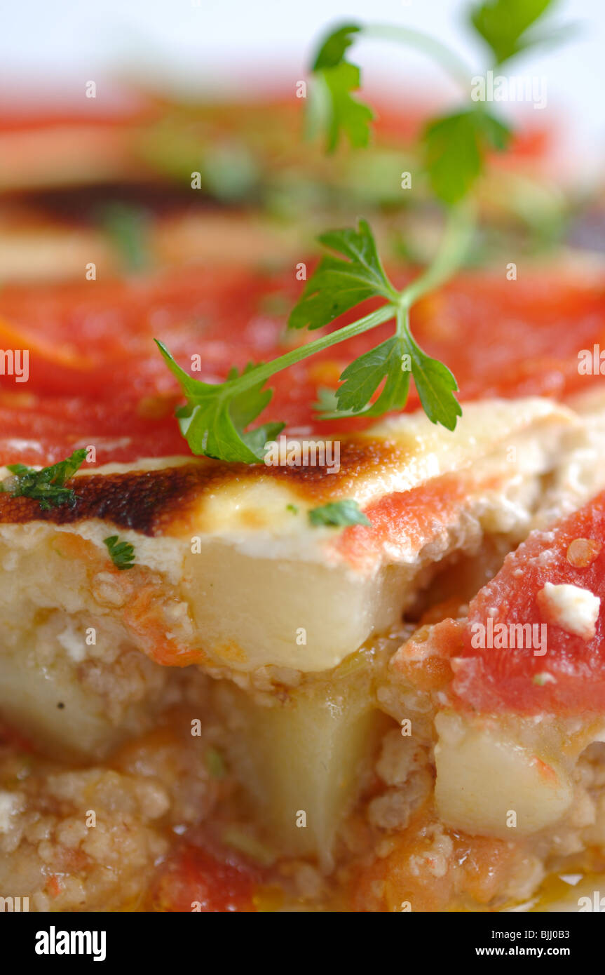 Traditional bulgarian musaka - baked vegetables under white bechamel ...