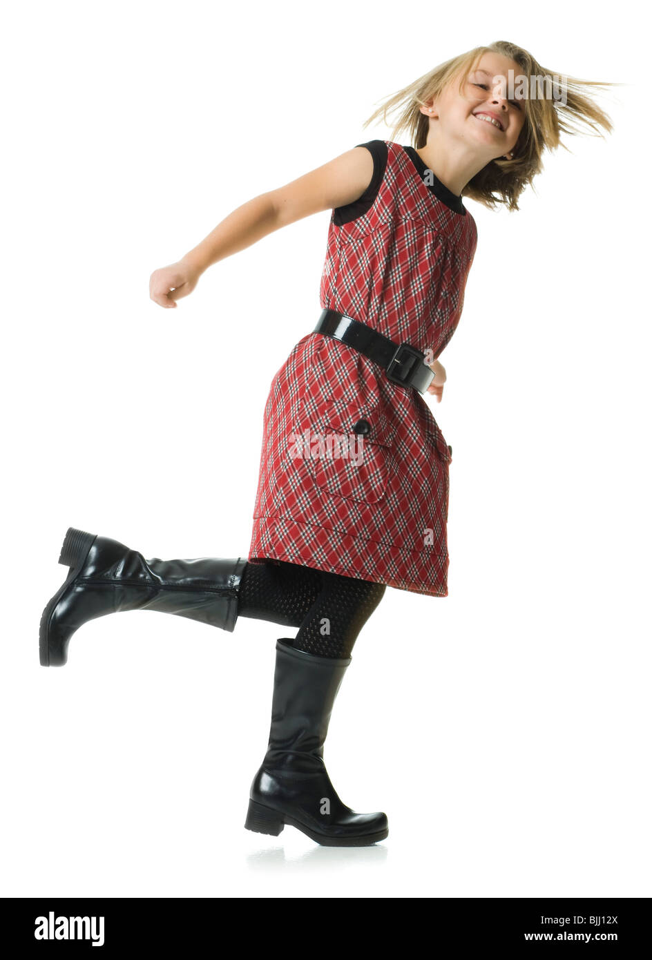 Girl smiling and dancing Stock Photo - Alamy