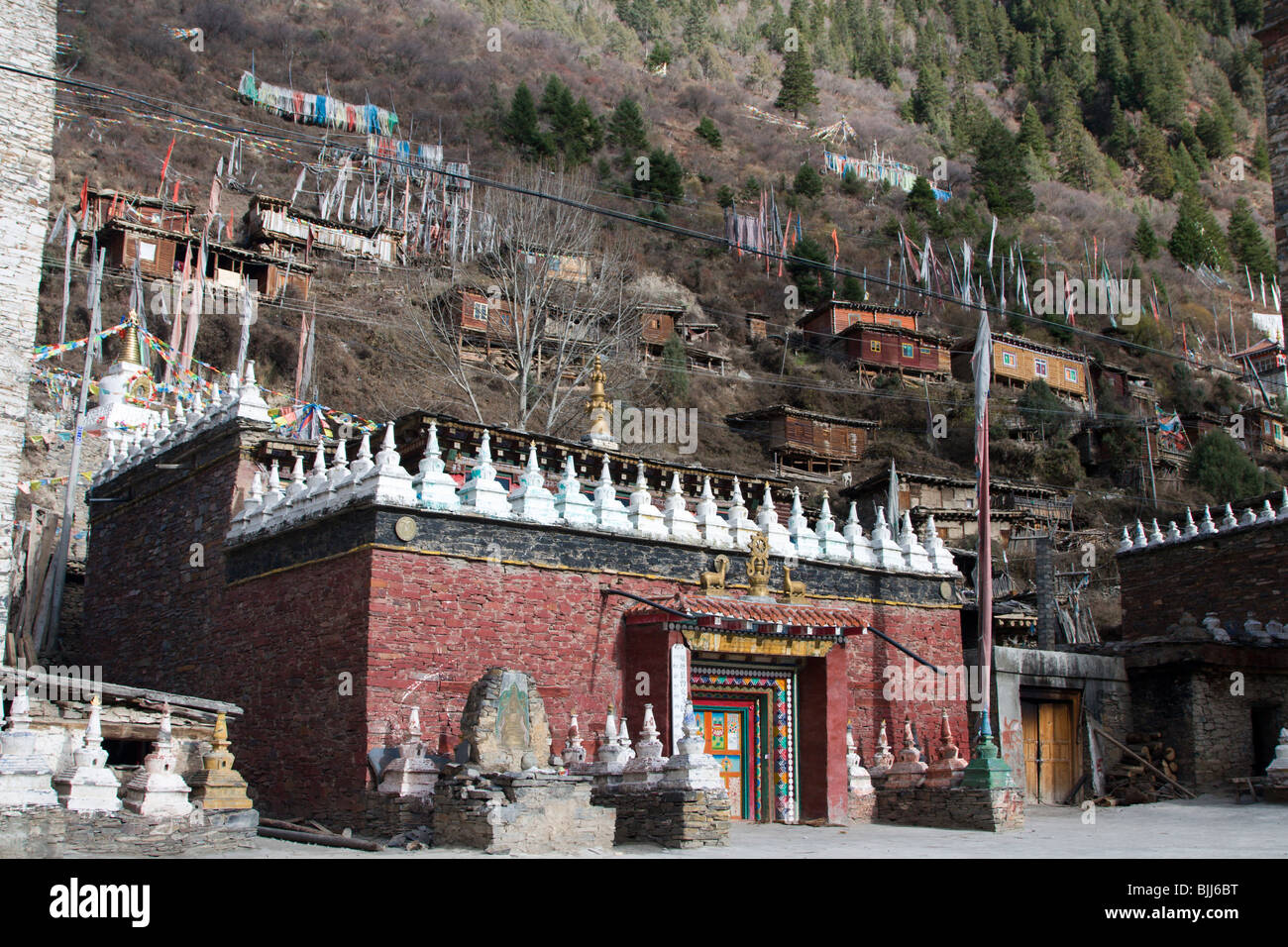 One of the temple halls of Lengke Monastery, a large sprawling Buddhist ...