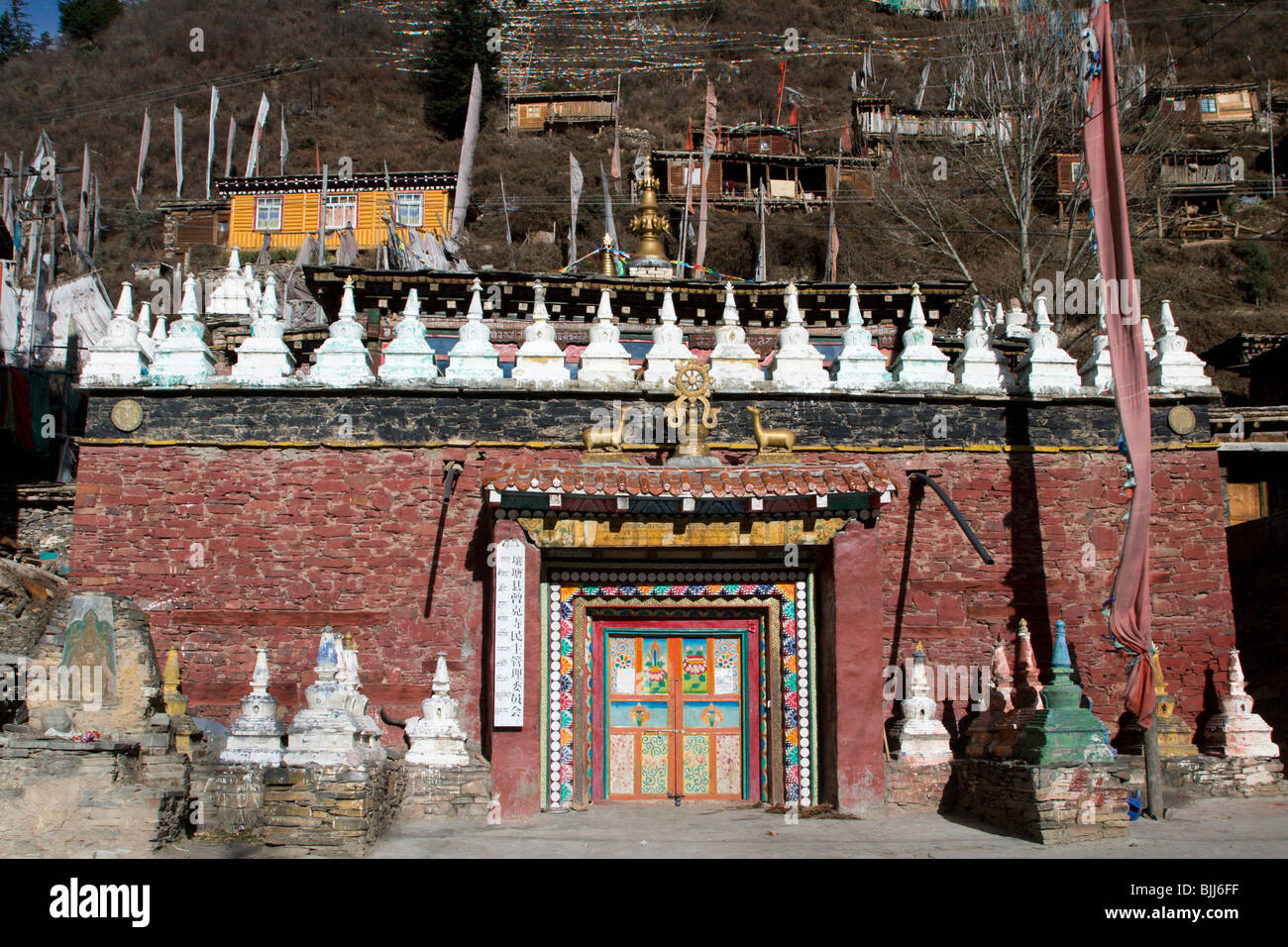 One of the temple halls of Lengke Monastery, a large sprawling Buddhist ...