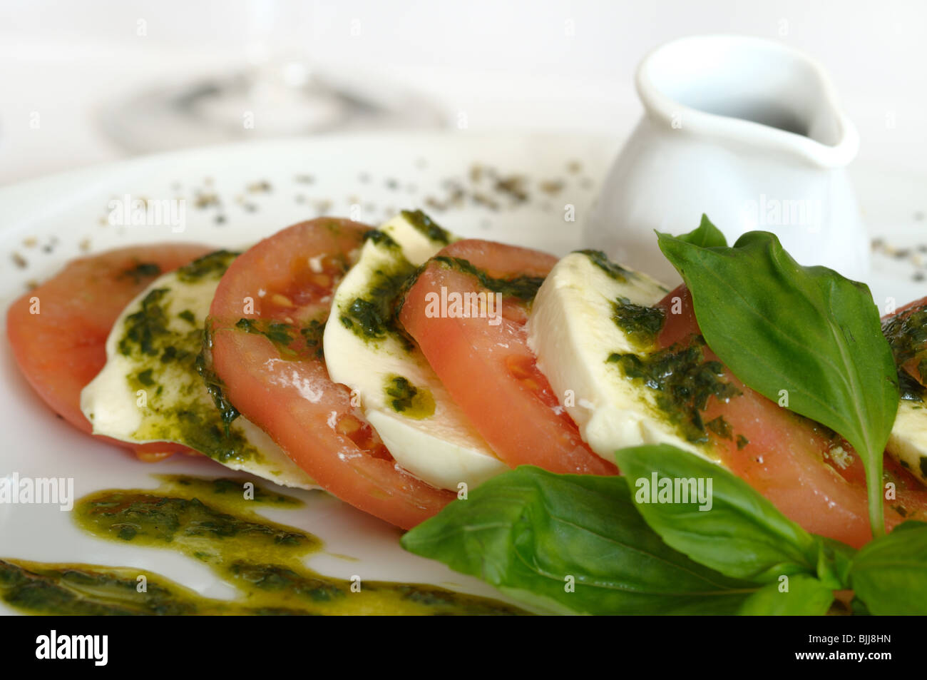 Caprese salad made of tomatoes, mozzarella and basil served at ...