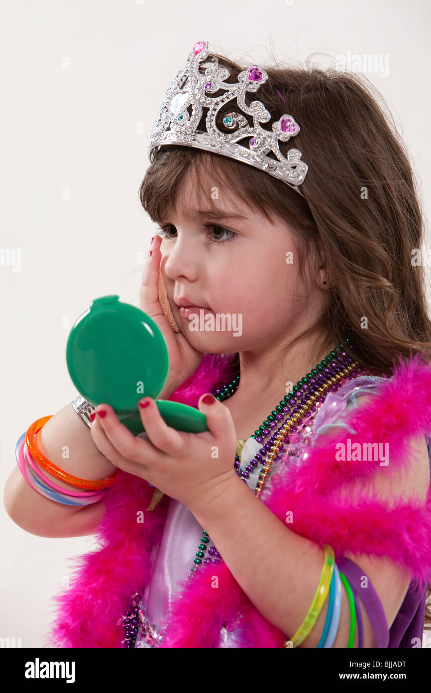 Young cute caucasian toddler girl playing pretend Stock Photo - Alamy