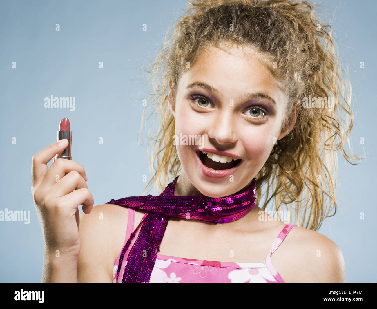 Girl with lipstick smiling Stock Photo - Alamy